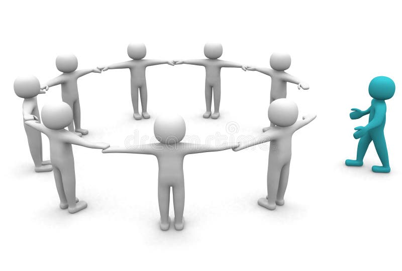 3D Man Joining a Group of People in a Circle Stock Illustration ...