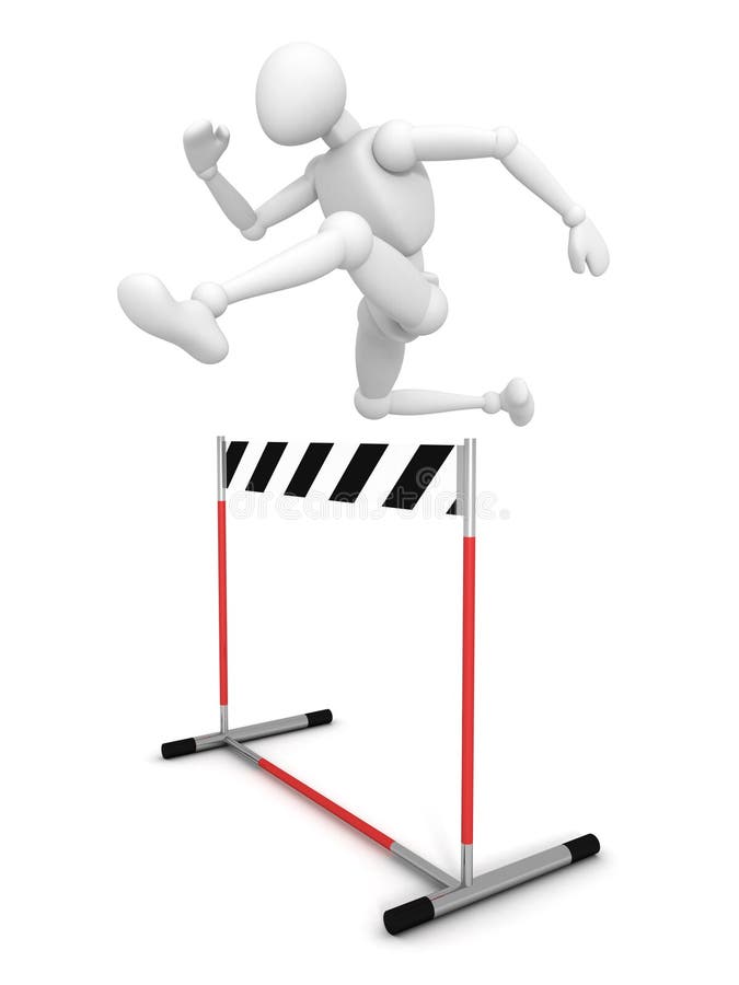 3d Man Jumping Over the Hurdle Barrier Stock Illustration ...