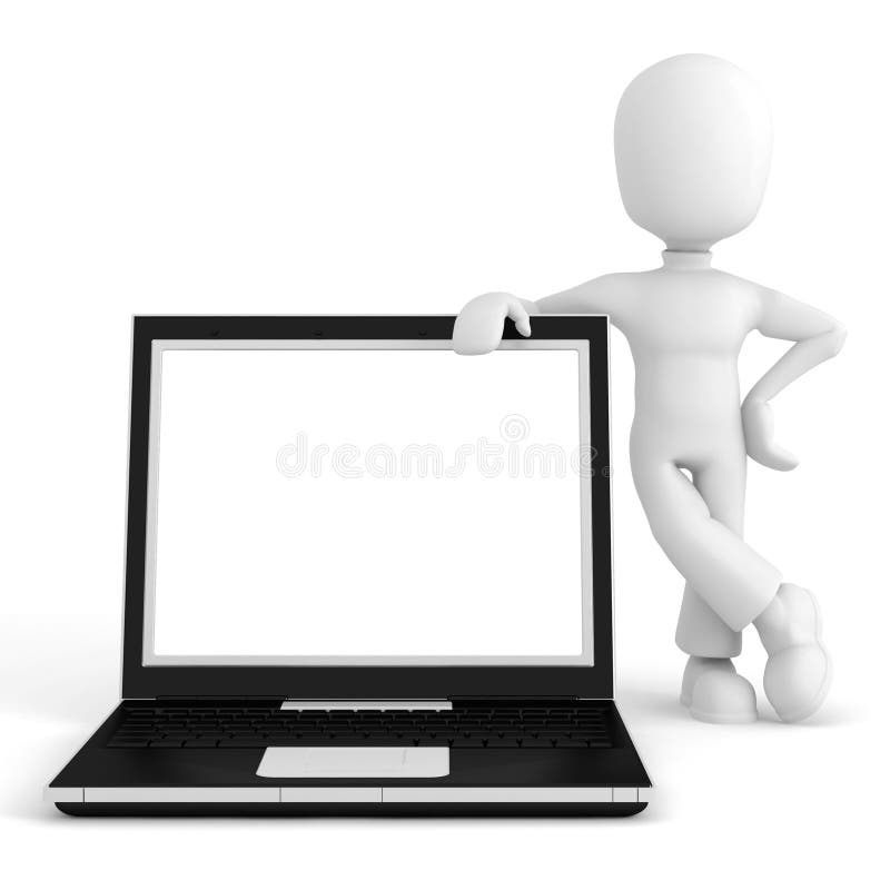 3d Man Holding a Magnifier Glass Isolated on White Stock Illustration ...