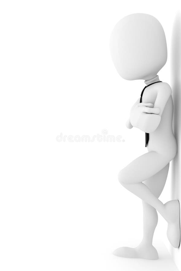 3d Man Leaning Up Against the Wall Stock Illustration - Illustration of ...