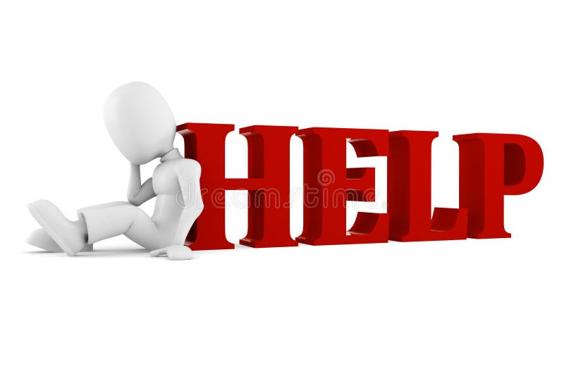 3d Man Looking for Help Isolated on White Stock Illustration ...