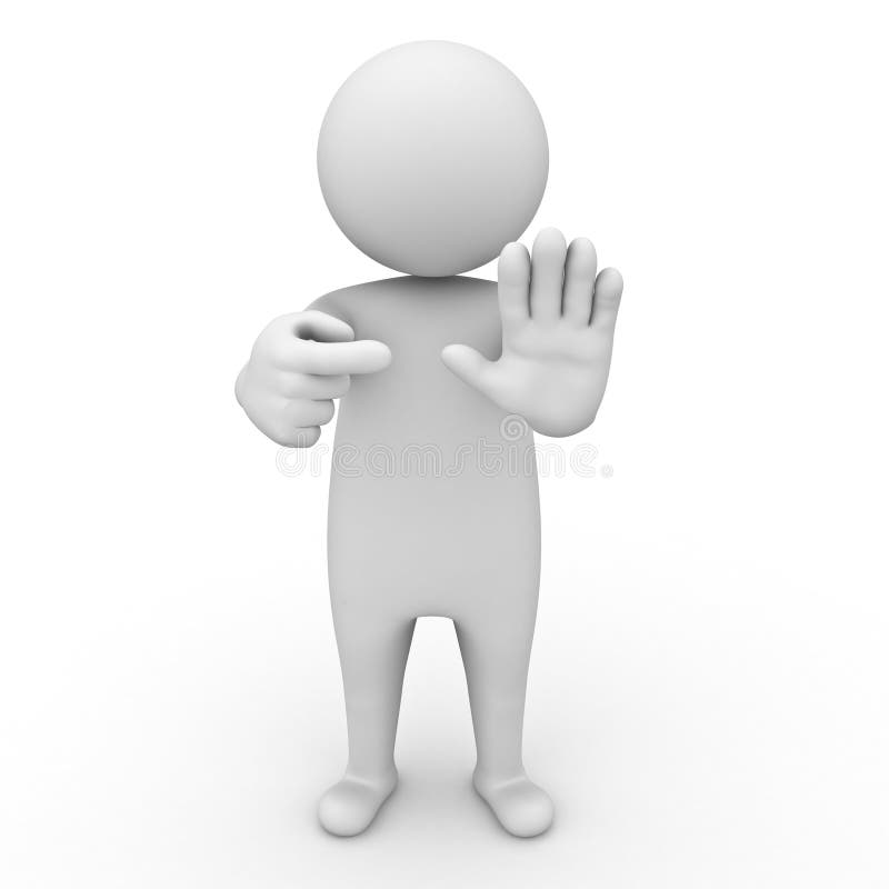 3d man showing stop sign stock illustration. Illustration of resist ...