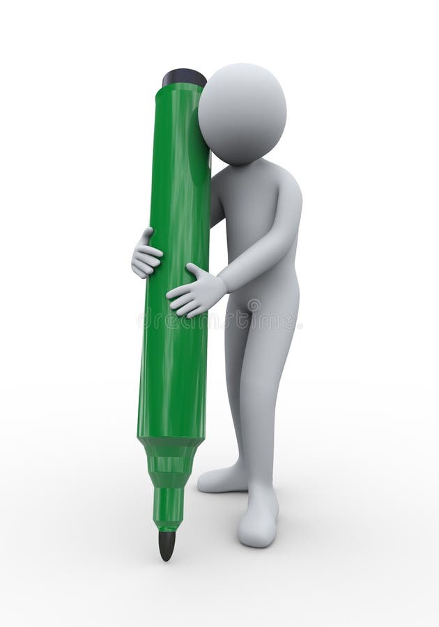 3d man with marker stock illustration. Illustration of business - 27252917