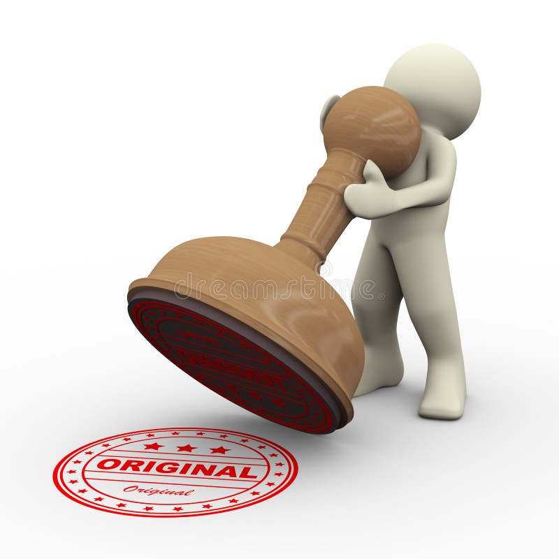 3d Man and Original Rubber Stamp Stock Illustration - Illustration of ...