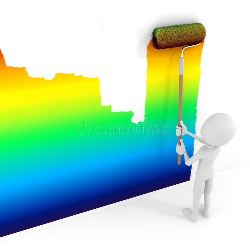 3d man painting a wall stock illustration. Illustration of isolated ...
