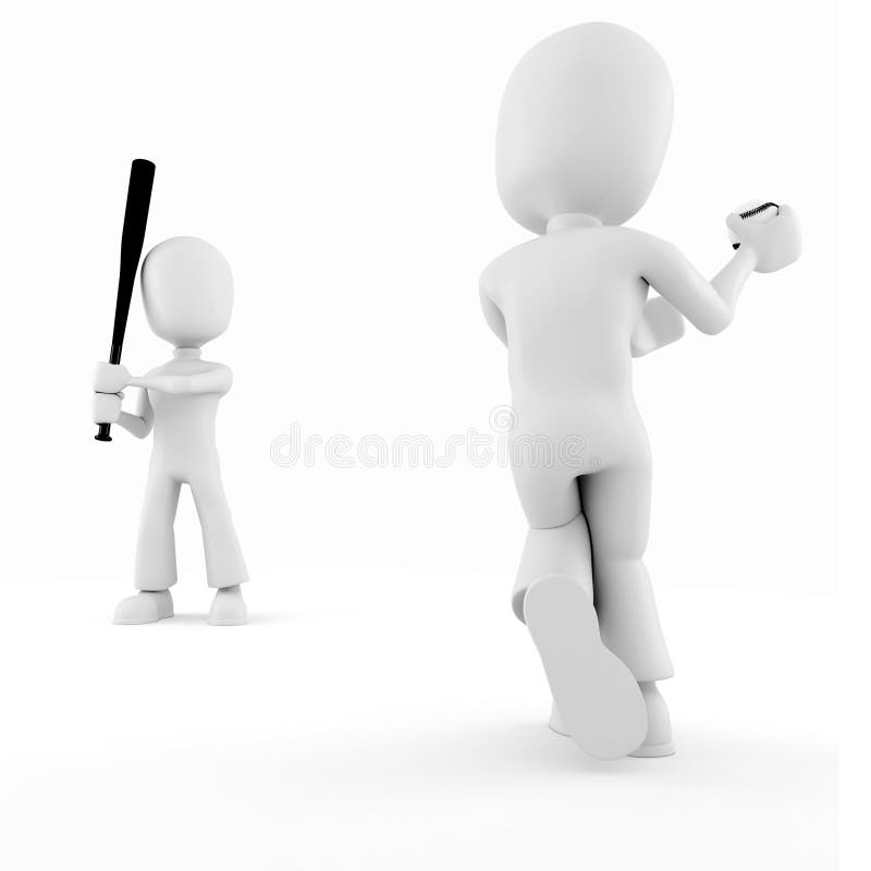 3d Man Playing Baseball - Isolated on White Stock Illustration ...