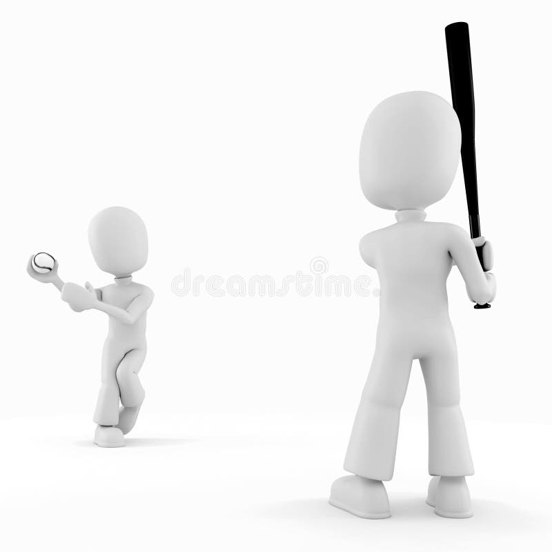 3d Man Playing Baseball - Isolated on White Stock Illustration ...