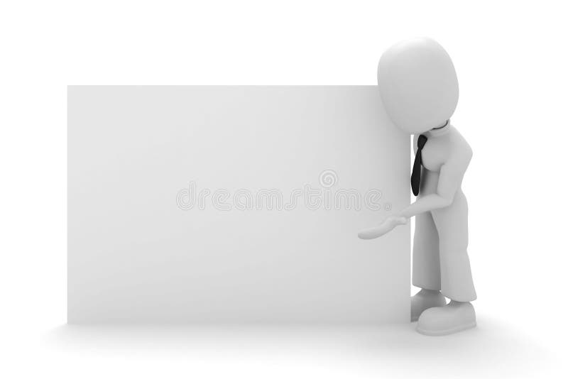 3d Man Posing Hear a White Board Stock Illustration - Illustration of ...