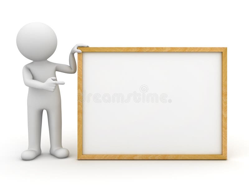 3D Man Pointing at a Chalkboard Stock Illustration - Illustration of ...