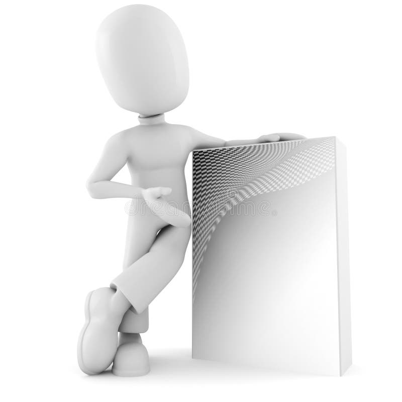 3d Man Presenting a Brand New Product Box Stock Illustration ...