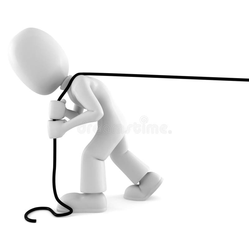 3d Man Pulling a Rope Isolated on White Stock Illustration ...