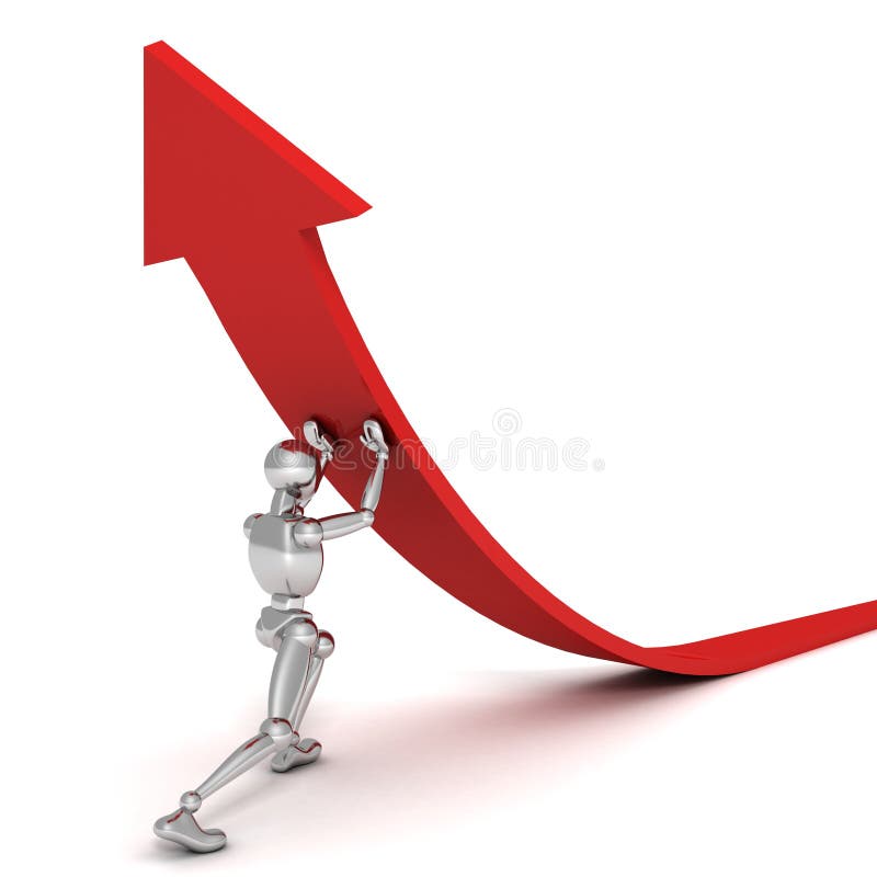 3D Person Pushing a Red Button in Jump Stock Illustration ...