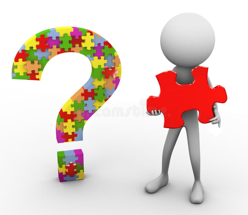 Puzzled Man on Jigsaw Pieces Stock Illustration - Illustration of ...