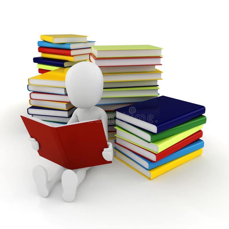 3d man reading a book stock illustration. Illustration of cartoon ...