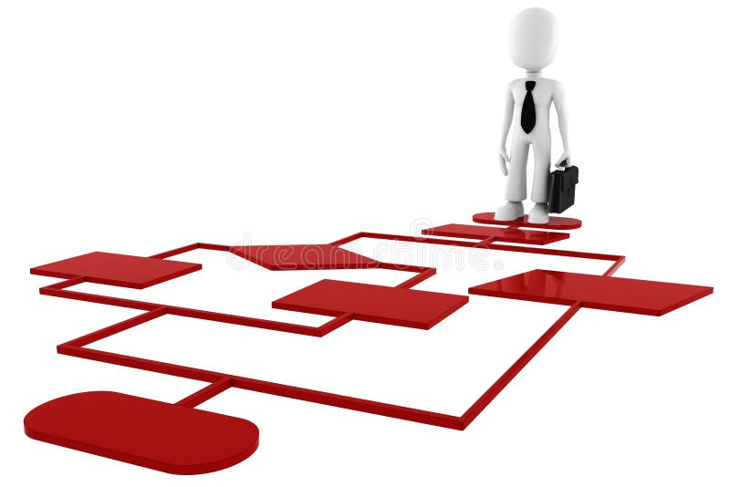 3d Man on a Red Diagram Chart Stock Illustration - Illustration of ...