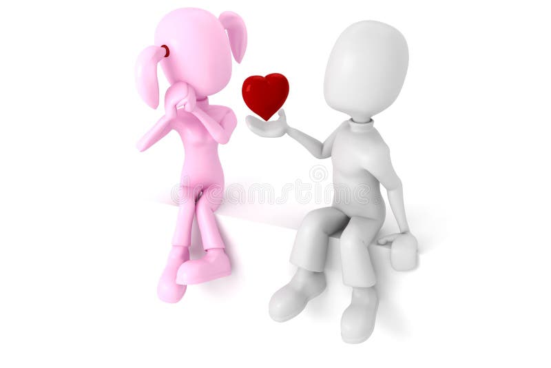 3d Man with a Red Heart in Hes Hands Stock Illustration - Illustration ...