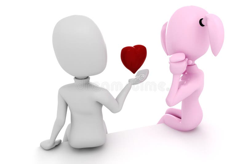 3d Man with a Red Heart in Hes Hands Stock Illustration - Illustration ...