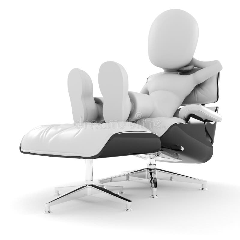 3d Man, Relaxing on White Arm-chair Stock Illustration - Illustration ...