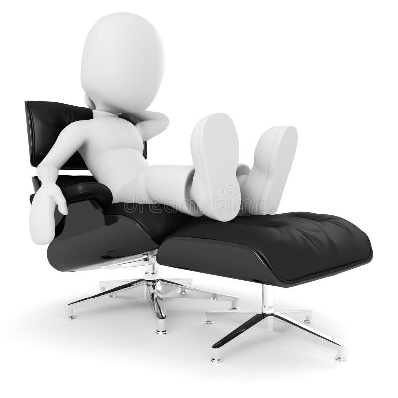 3d Man, Relaxing on White Arm-chair Stock Illustration - Illustration ...