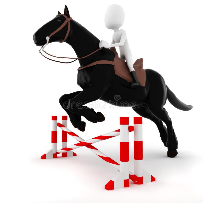 3d Man Riding a Horse on White Background Stock Illustration ...
