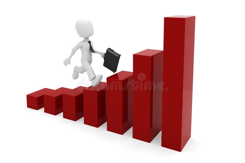 3d man running for the top stock illustration. Illustration of emotion ...