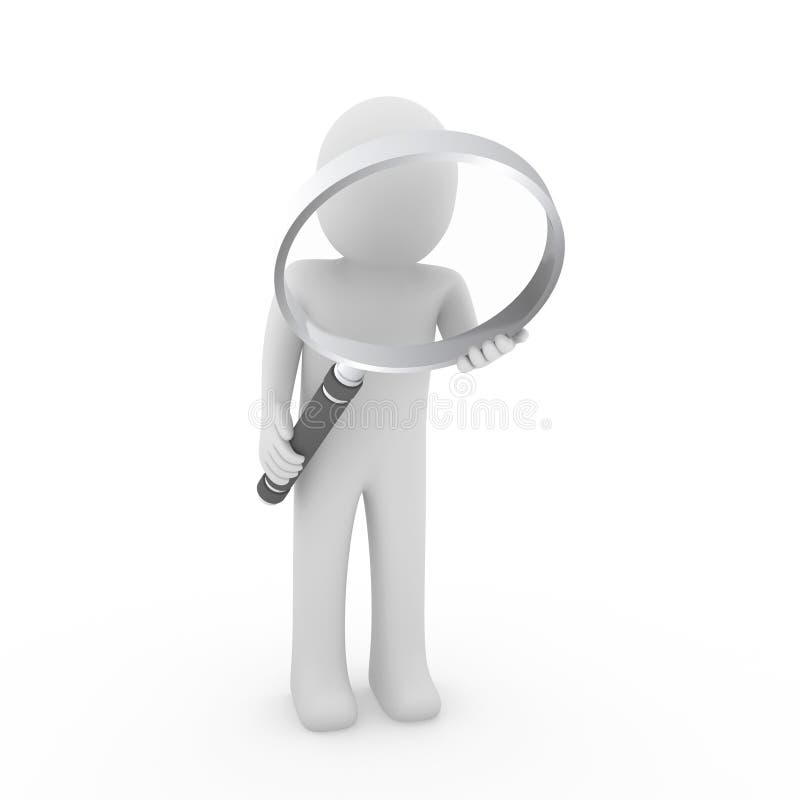 3d Person with a Big Magnifying Glass Stock Illustration - Illustration ...