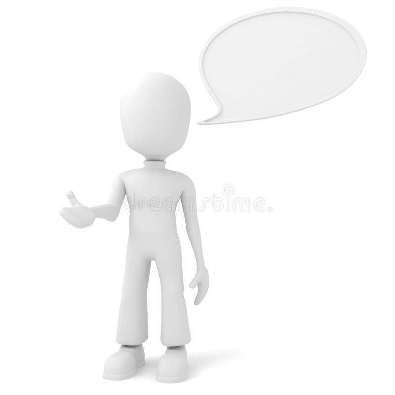 3D man with a talk bubble stock illustration. Illustration of talking ...