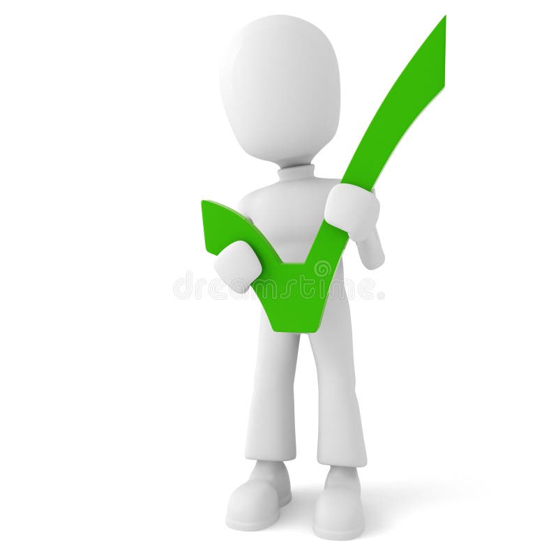 3d Man Standing in Front of a Positive Sign Stock Illustration ...