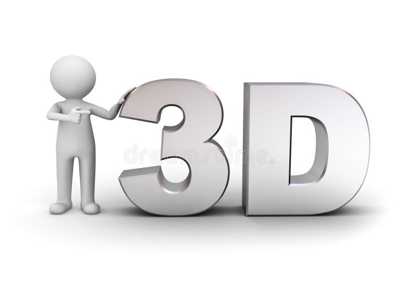 3d Man Standing with Metal Word 3d Stock Illustration - Illustration of ...