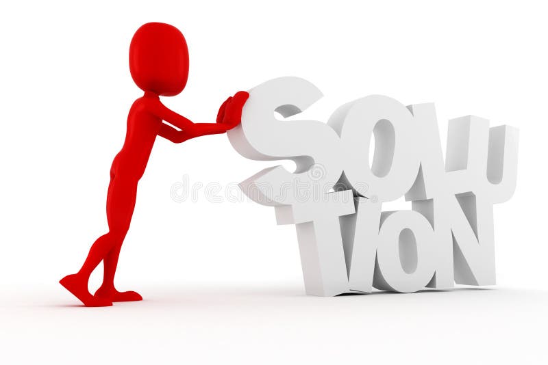 3d Man Standing Near SOLUTION Text Stock Illustration - Illustration of ...
