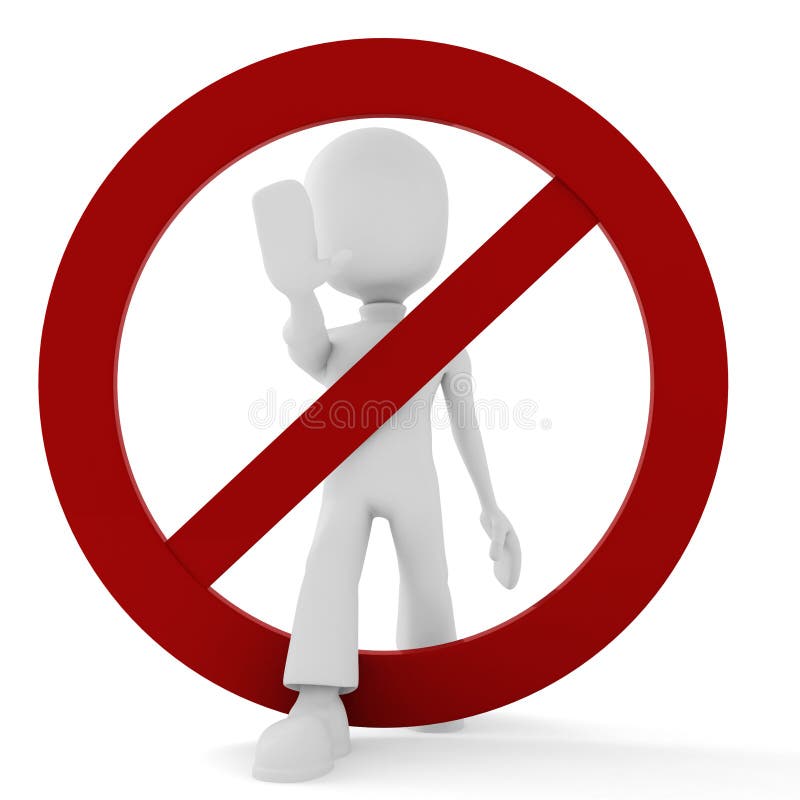 3d man and STOP symbol stock illustration. Illustration of danger ...