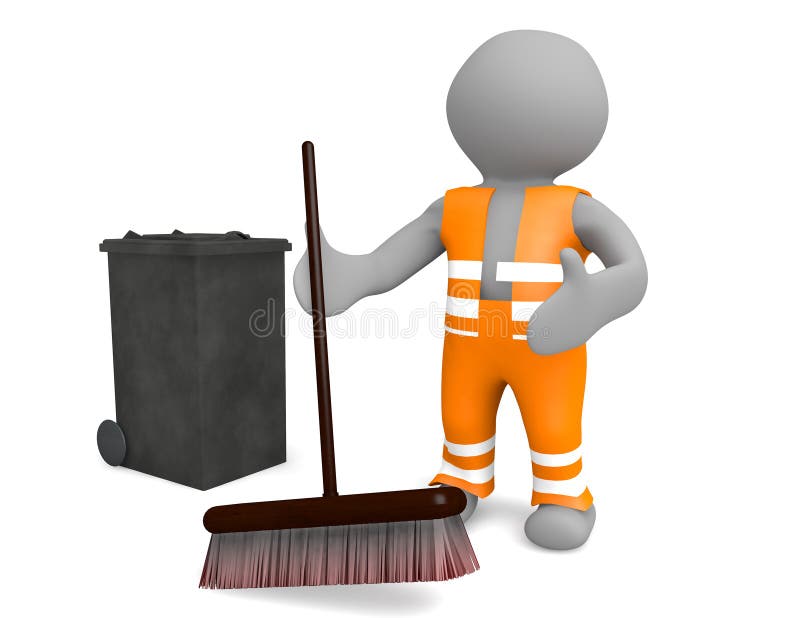 3d man street sweeper stock illustration. Illustration of character ...