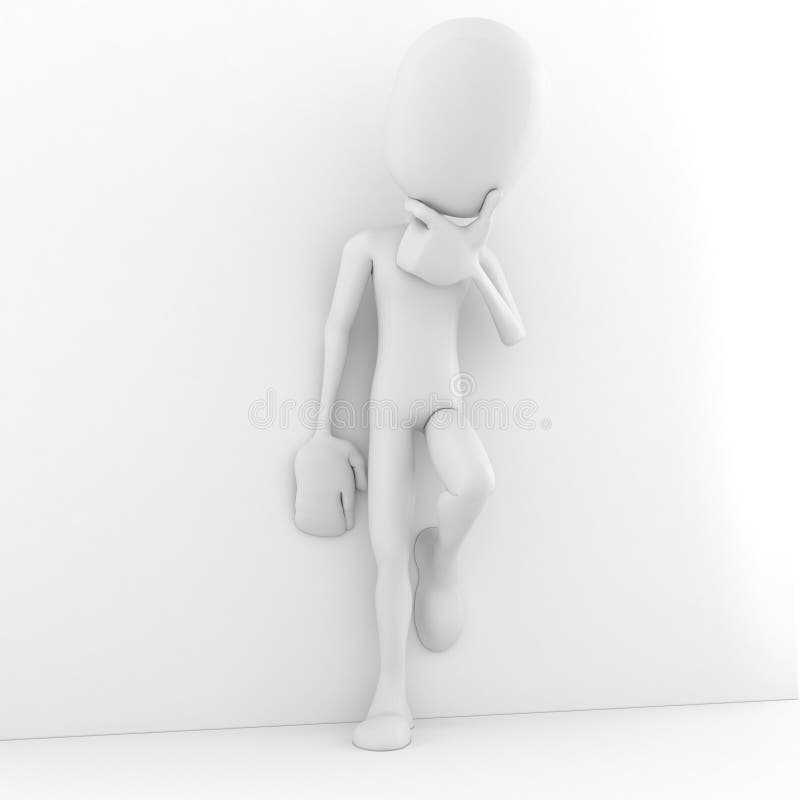 3d Man Thinking at Something Stock Illustration - Illustration of ...