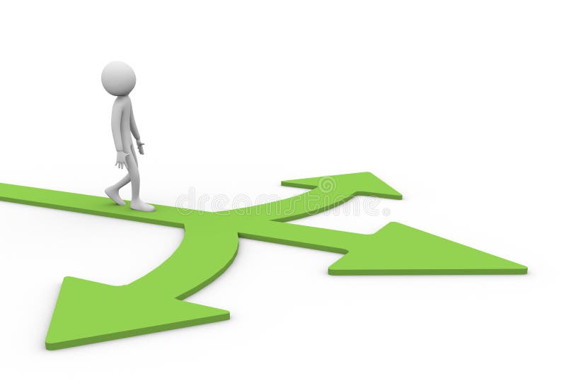 3d man on three arrow stock illustration. Illustration of destination ...