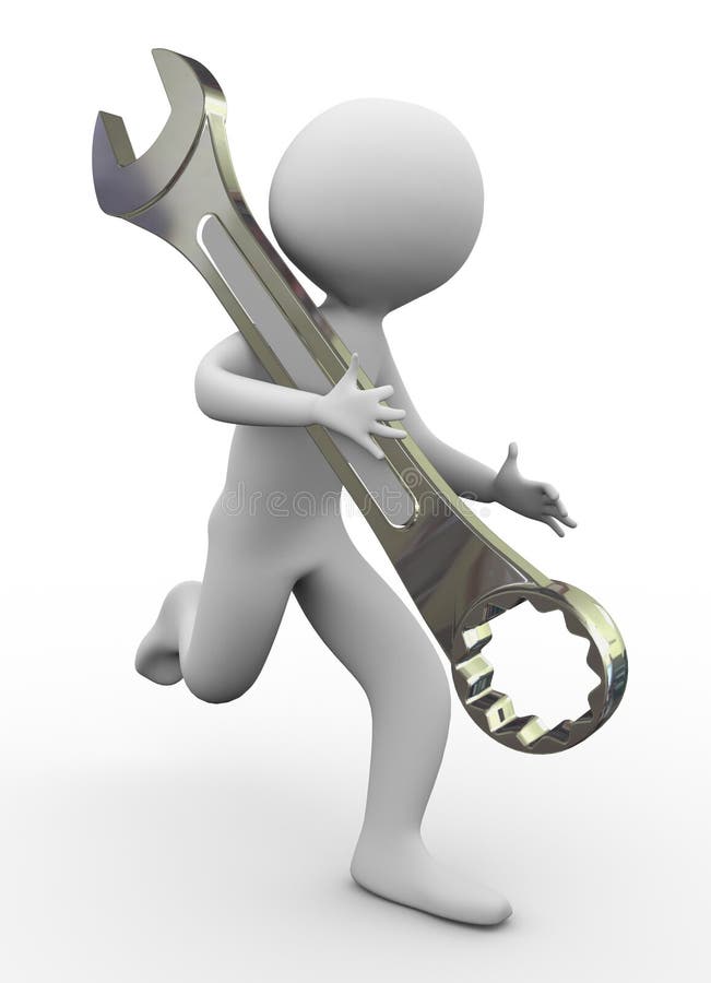 Three Man with Tools. Maintenance. 3d Stock Illustration - Illustration ...