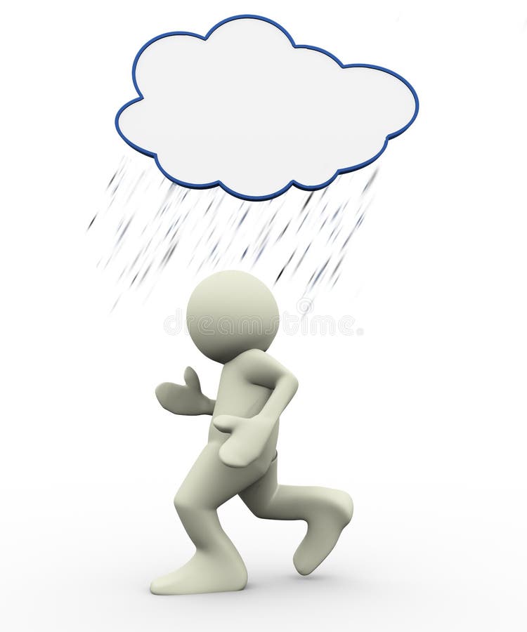 3d man under rain stock illustration. Illustration of raindrop - 24091956