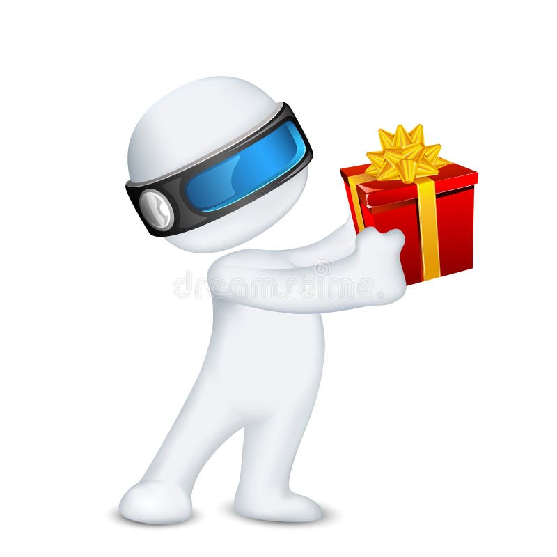 3d Man in Vector with Gift Box Stock Vector - Illustration of figure ...
