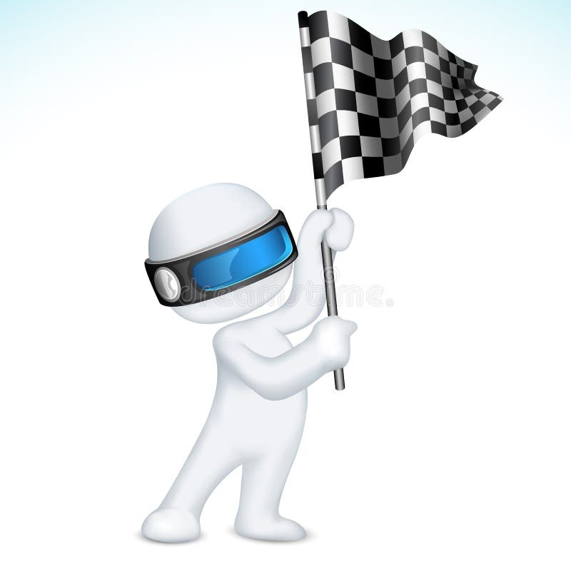 3d Man in Vector with Racing Flag Stock Vector - Illustration of check ...