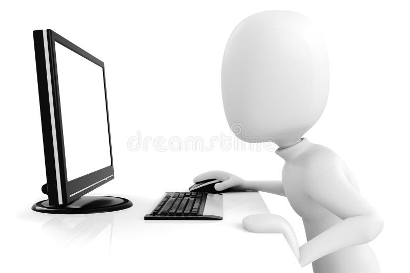 3d Man, Working at Computer Stock Illustration - Illustration of ... 3d Man, Working at Computer Stock Illustration - Illustration of ...