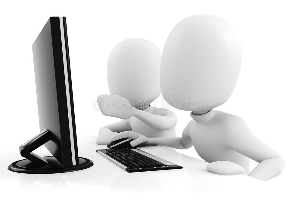 3d Man, Working at Computer Stock Illustration - Illustration of ...