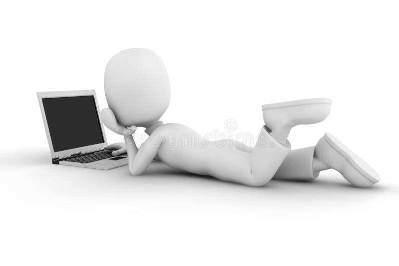 3d Man - Working at Hes Computer Stock Illustration - Illustration of ...