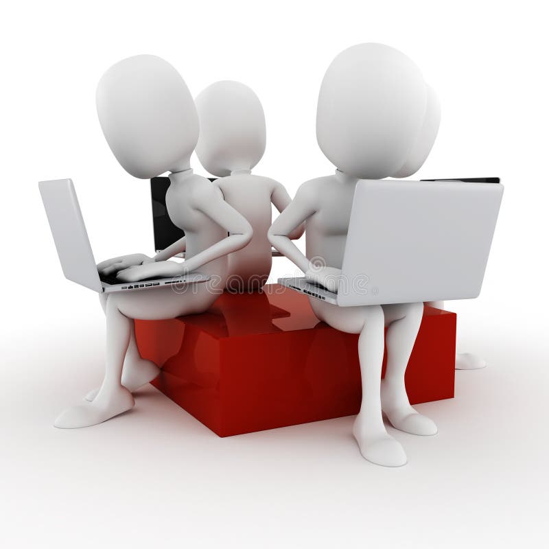 3d man working on laptop stock illustration. Illustration of global ...