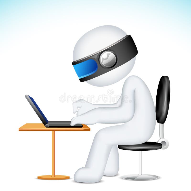 3d Man Working on Laptop in Vector Stock Vector - Illustration of ...