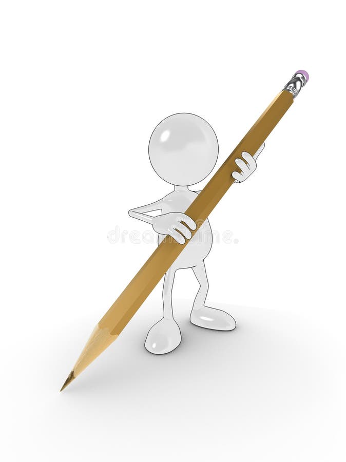 3d man writing stock illustration. Illustration of human - 9714498