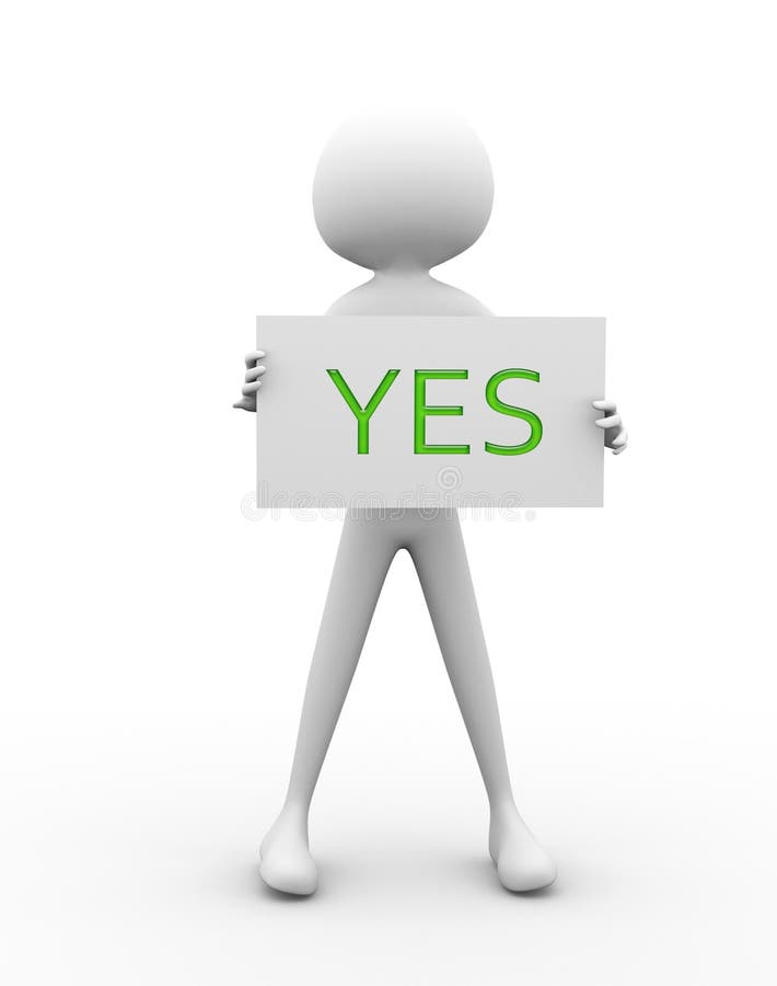 3d Yes or no little man stock illustration. Illustration of small ...