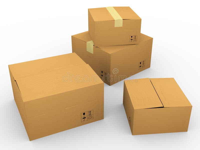 3d many carton stock illustration. Illustration of deliver - 24093324