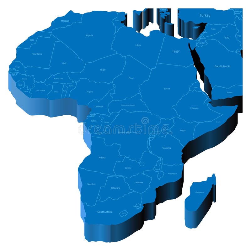 3d map of Africa stock vector. Illustration of blue, graphic - 13462501