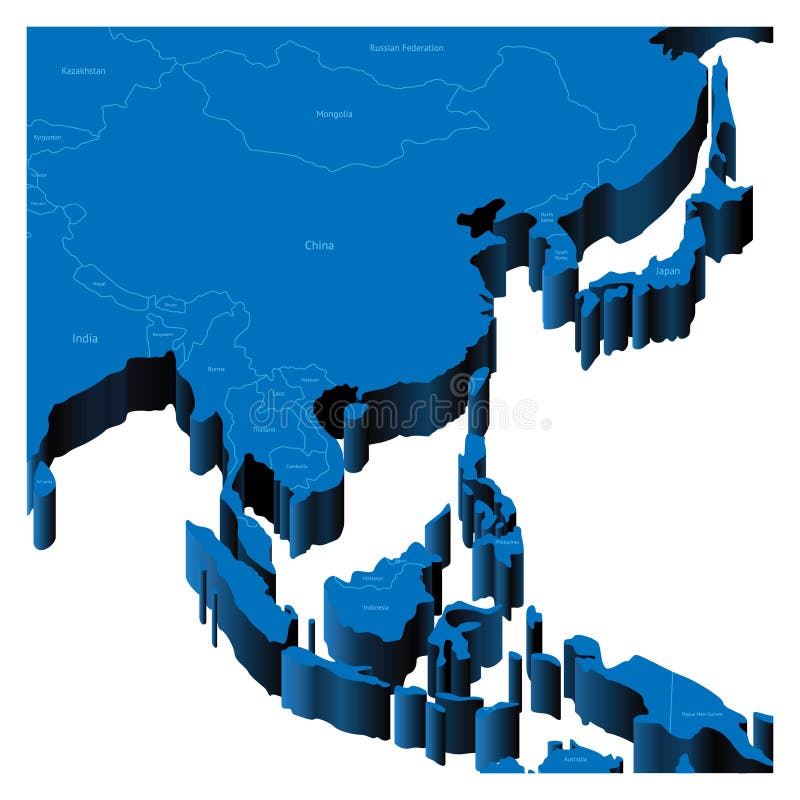 3d map of South-East Asia stock vector. Illustration of north - 13462511