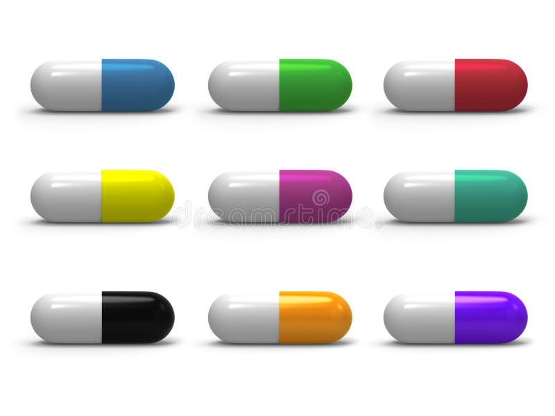 Colorful Pills with Vitamins Lying on Table Stock Illustration ...