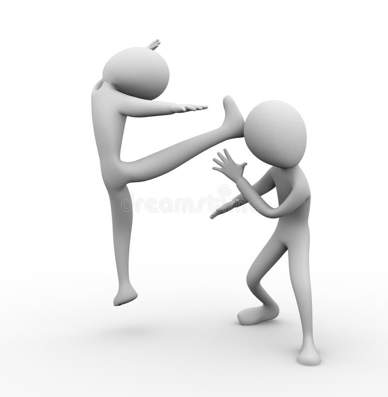 3d small people fighting. stock illustration. Illustration of legs ...